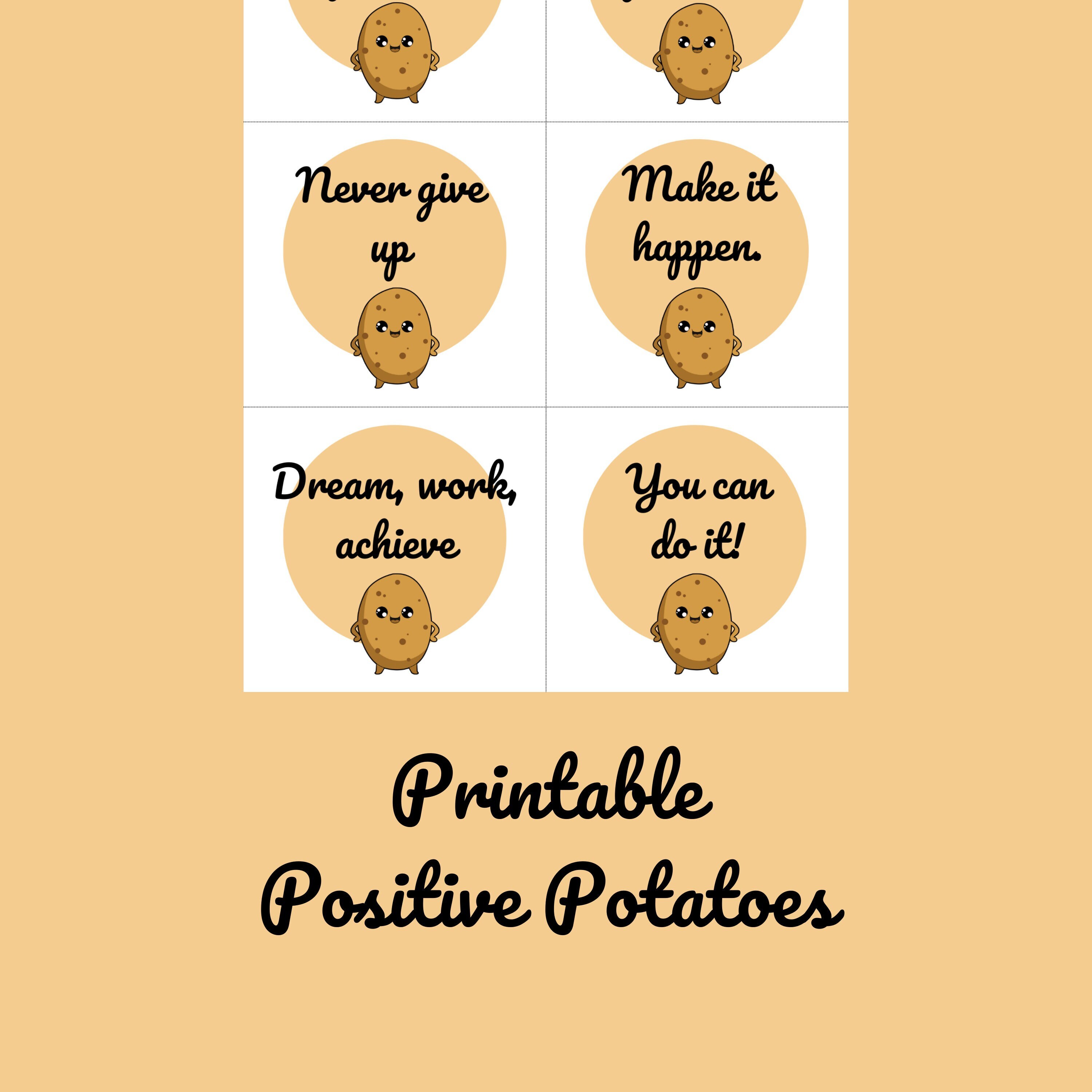 Positive Potato Cards // Positivity Cards, Printable Positive Potatoes ...