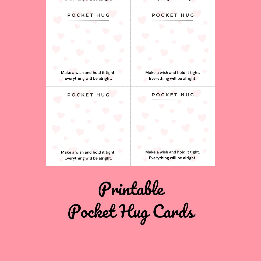 Pocket Hug Cards // Pocket Hug Tag, Printable Pocket Hug, Small ...