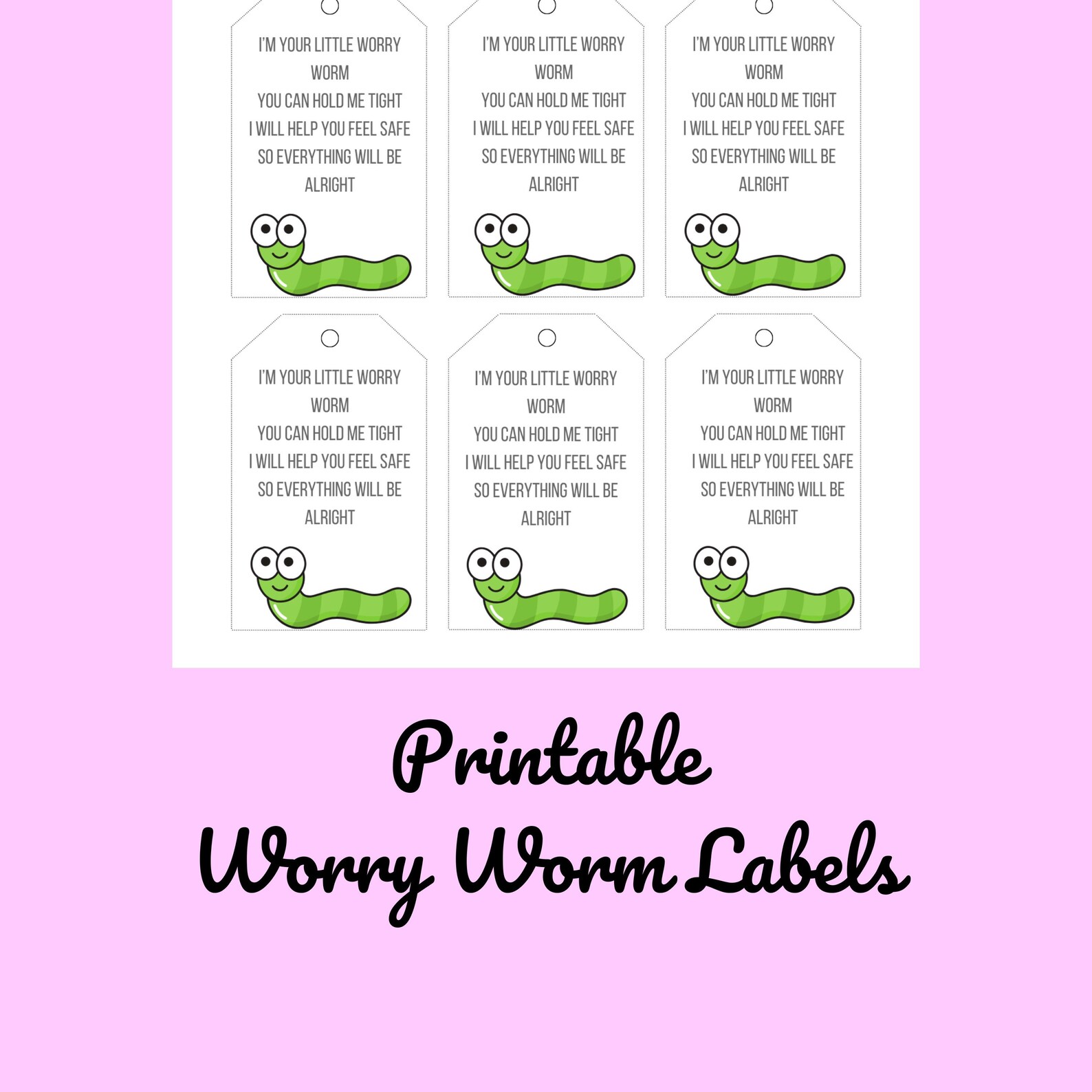 Worry Worm Labels // Worry Worm Tags, Printable Worry Worm Labels ...