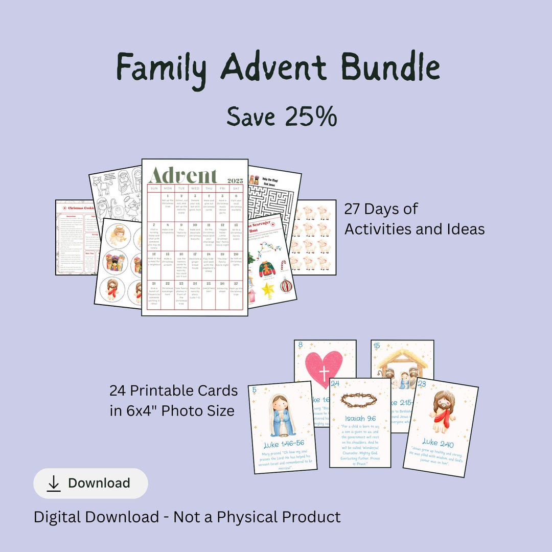 Bundle! Advent Family Activity Calendar and Nativity Story Advent Cards ...