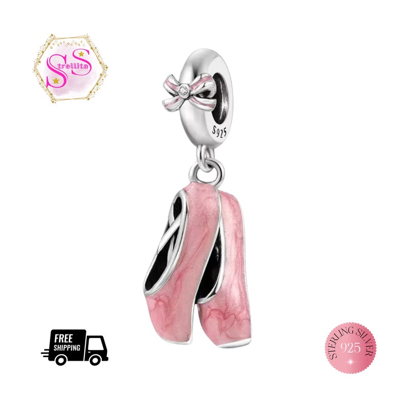 Charm for Bracelet Ballet Shoes Sterling Silver 925 - Etsy