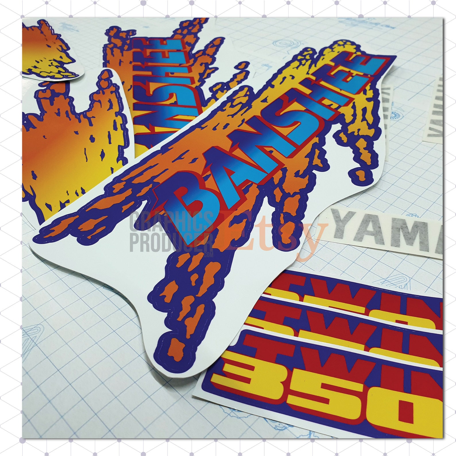 Yamaha Banshee 350 Miami Graphics Decals Stickers Custom Fresh NEW ...
