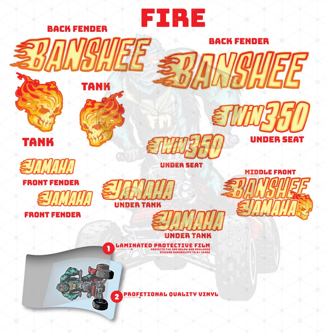 Yamaha Banshee Decals Graphics Custom FIRE Theme Fits All - Etsy