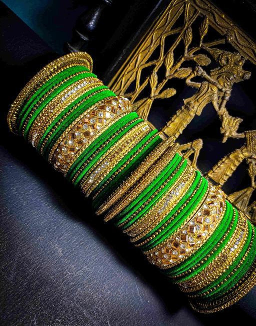 5 Colors Available/ Indian Punjabi Velvet Kundan Metal Bangles/ Bangles ...
