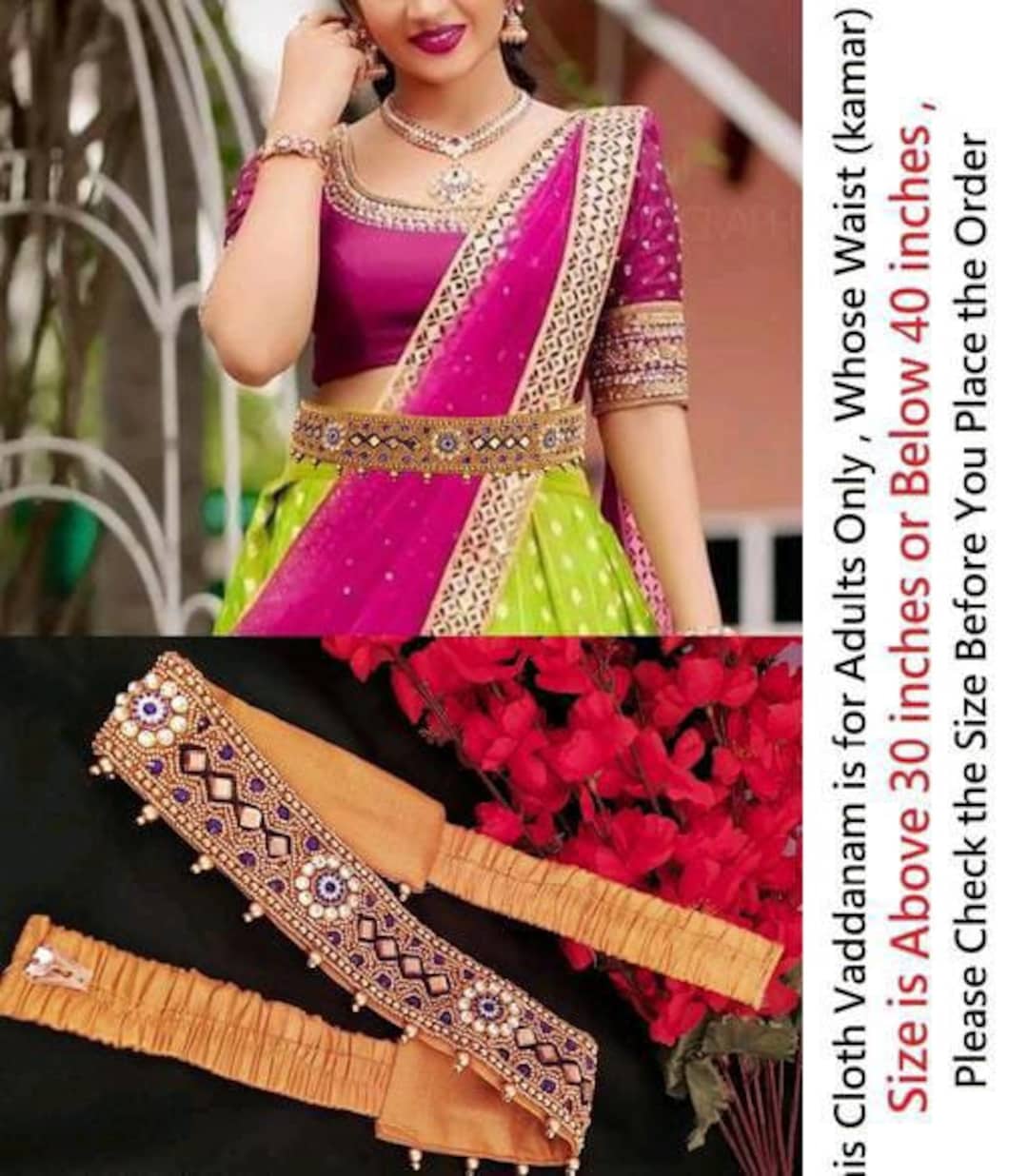 South Indian Traditional Vaddanam, Fabric Hip Belt, Saree Kamarbandh ...