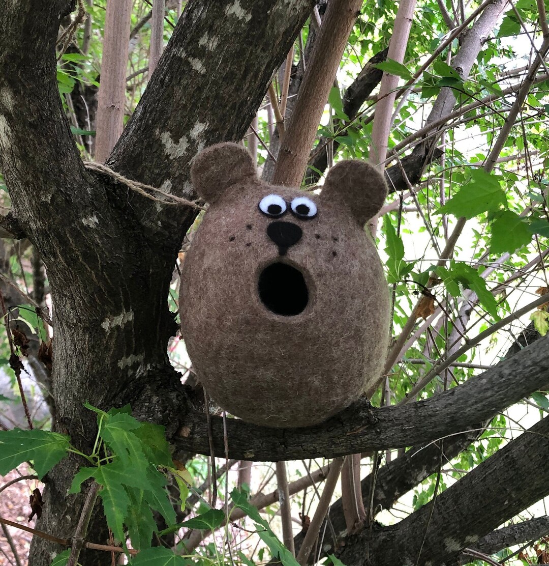 Outdoor Birdhouse, Felted Wool Bird Pod, Felted Wool Birdhouse, Cabin ...