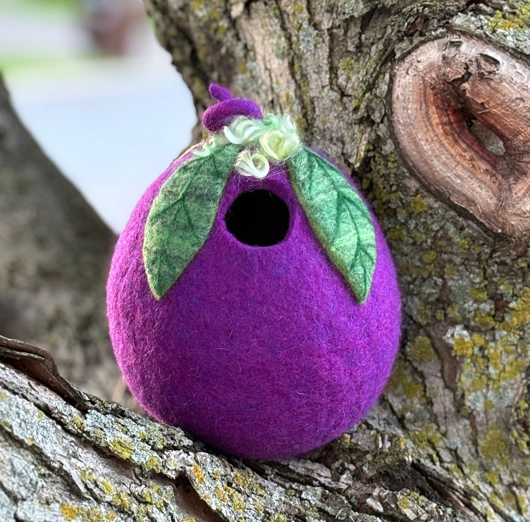 Outdoor Birdhouse, Felted Wool Bird Pod, Felted Wool Birdhouse ...