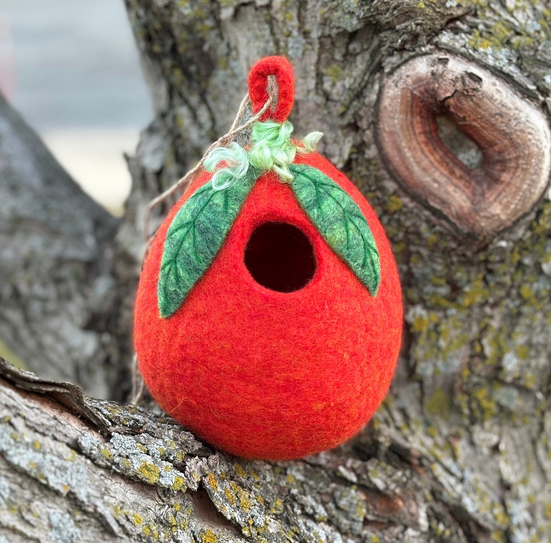 Outdoor Birdhouse, Felted Wool Bird Pod, Felted Wool Birdhouse ...
