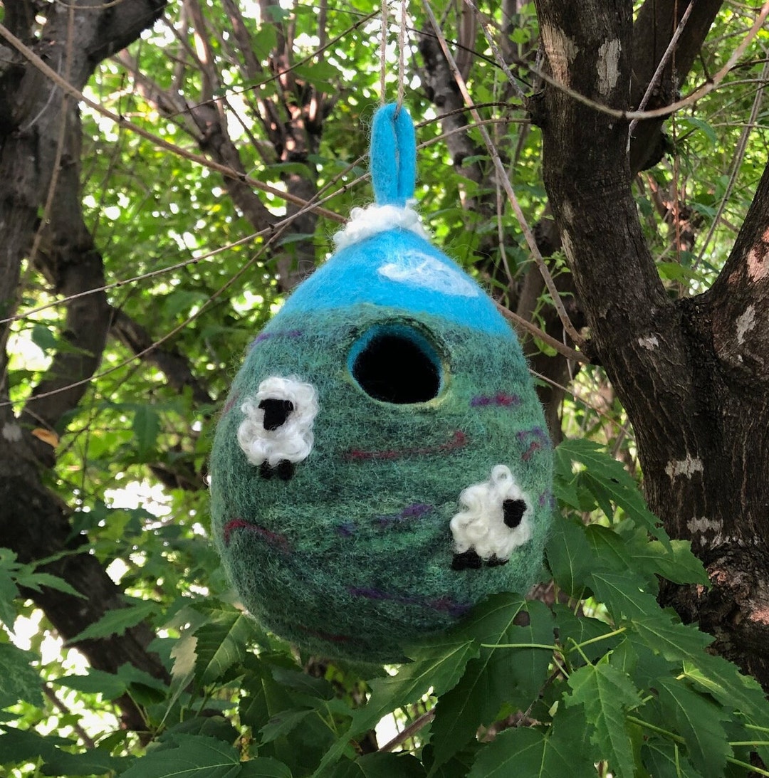 Felted Bird Pod Felted Wool Birdhouse Bird Eco Pod Unique - Etsy
