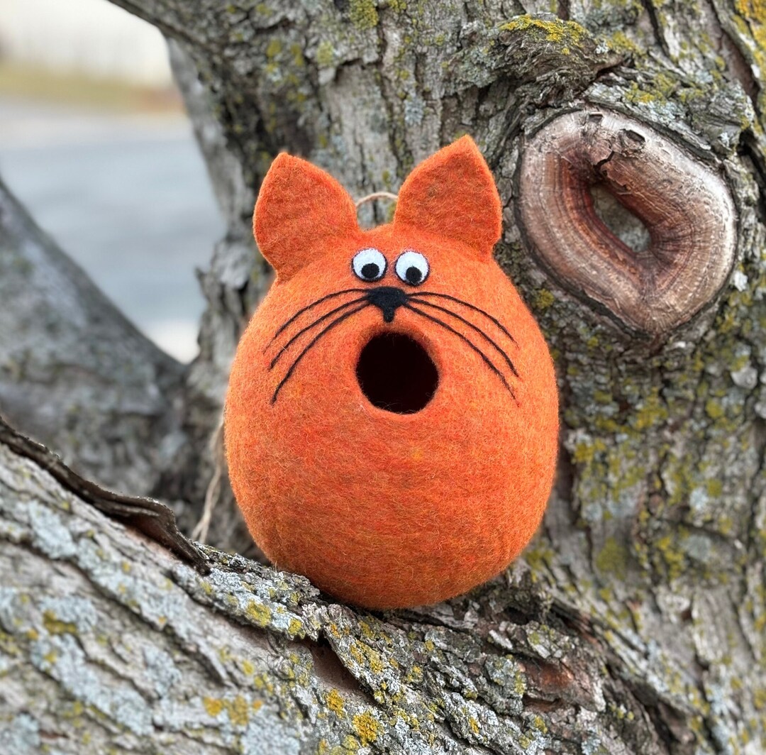 Outdoor Birdhouse, Felted Wool Bird Pod, Felted Wool Birdhouse ...