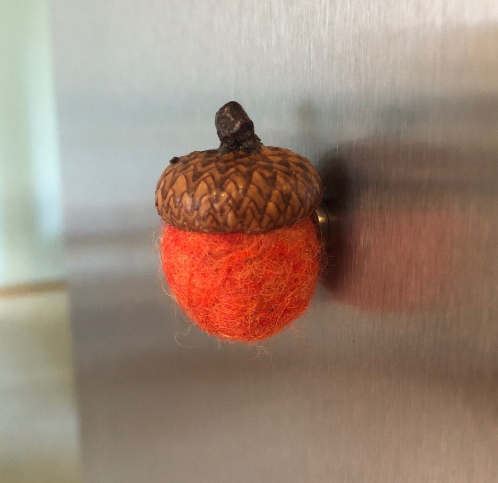Set of 6 Felted Wool Acorn Magnets in a Tin Box, Refrigerator Magnets ...