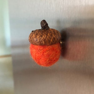 Set of 6 Felted Wool Acorn Magnets in a Tin Box, Refrigerator Magnets ...