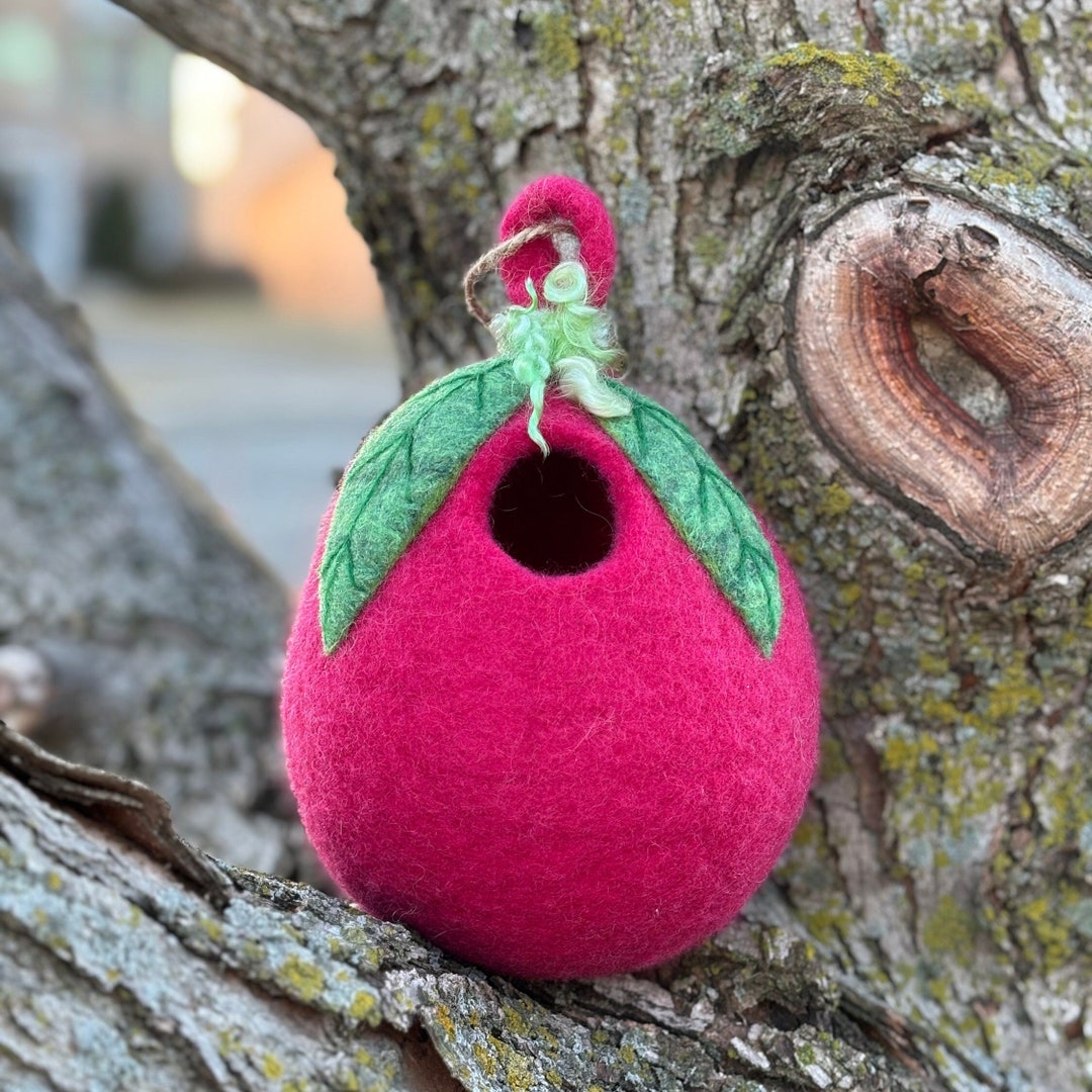 Outdoor Birdhouse, Felted Wool Bird Pod, Felted Wool Birdhouse ...