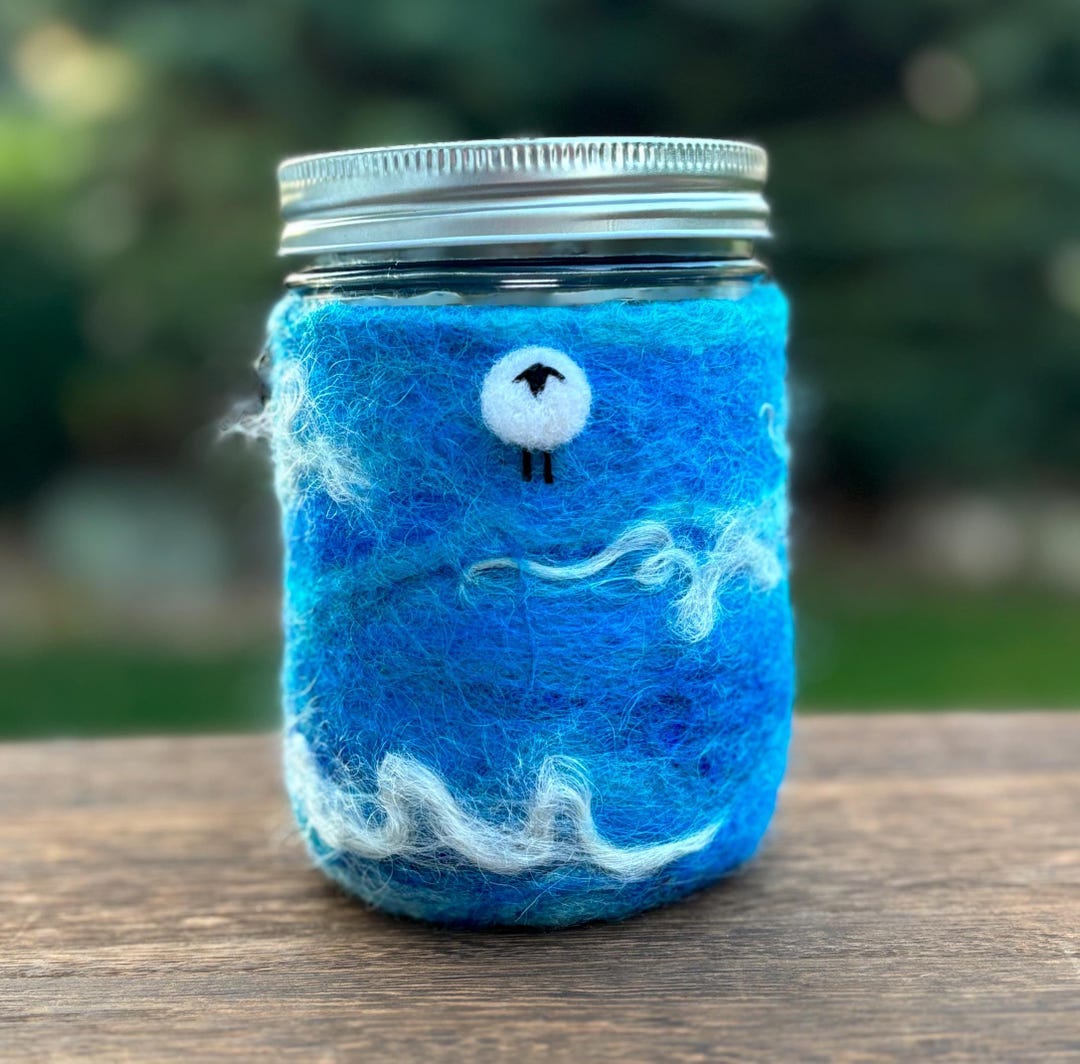 Felted Wool Mason Jar Cozy, Jar and Straw Included, Natural Beverage ...