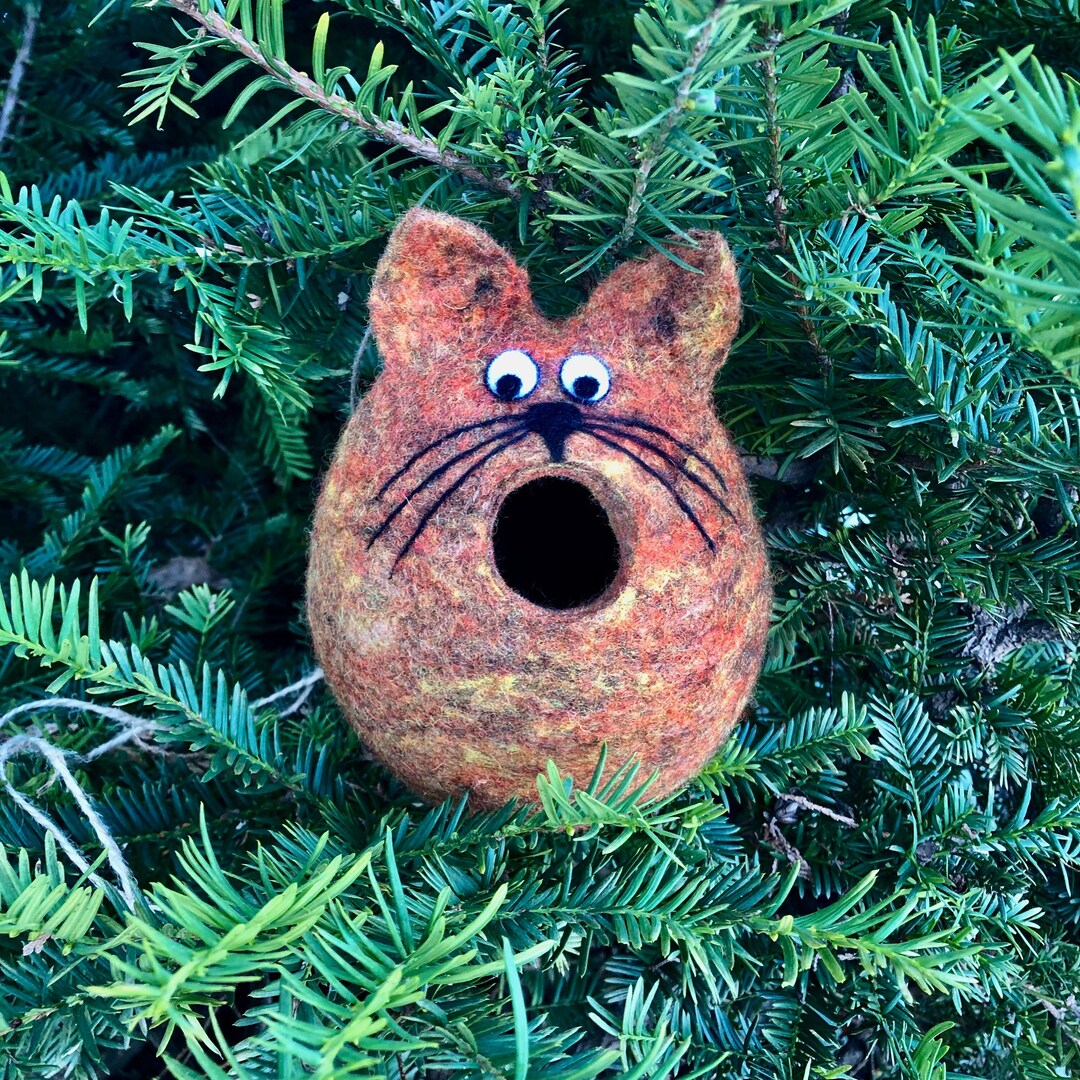 Outdoor Birdhouse, Felted Wool Bird Pod, Felted Wool Birdhouse ...