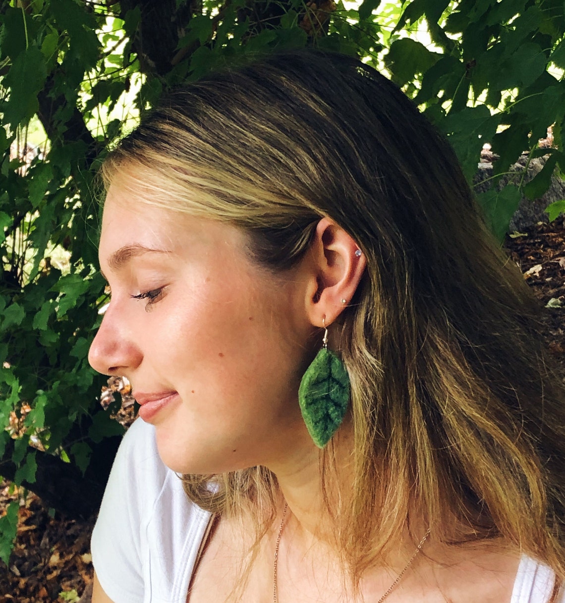 Felted Wool Leaf Earrings, Boho Earrings, Felt Earrings, Nature Lover ...