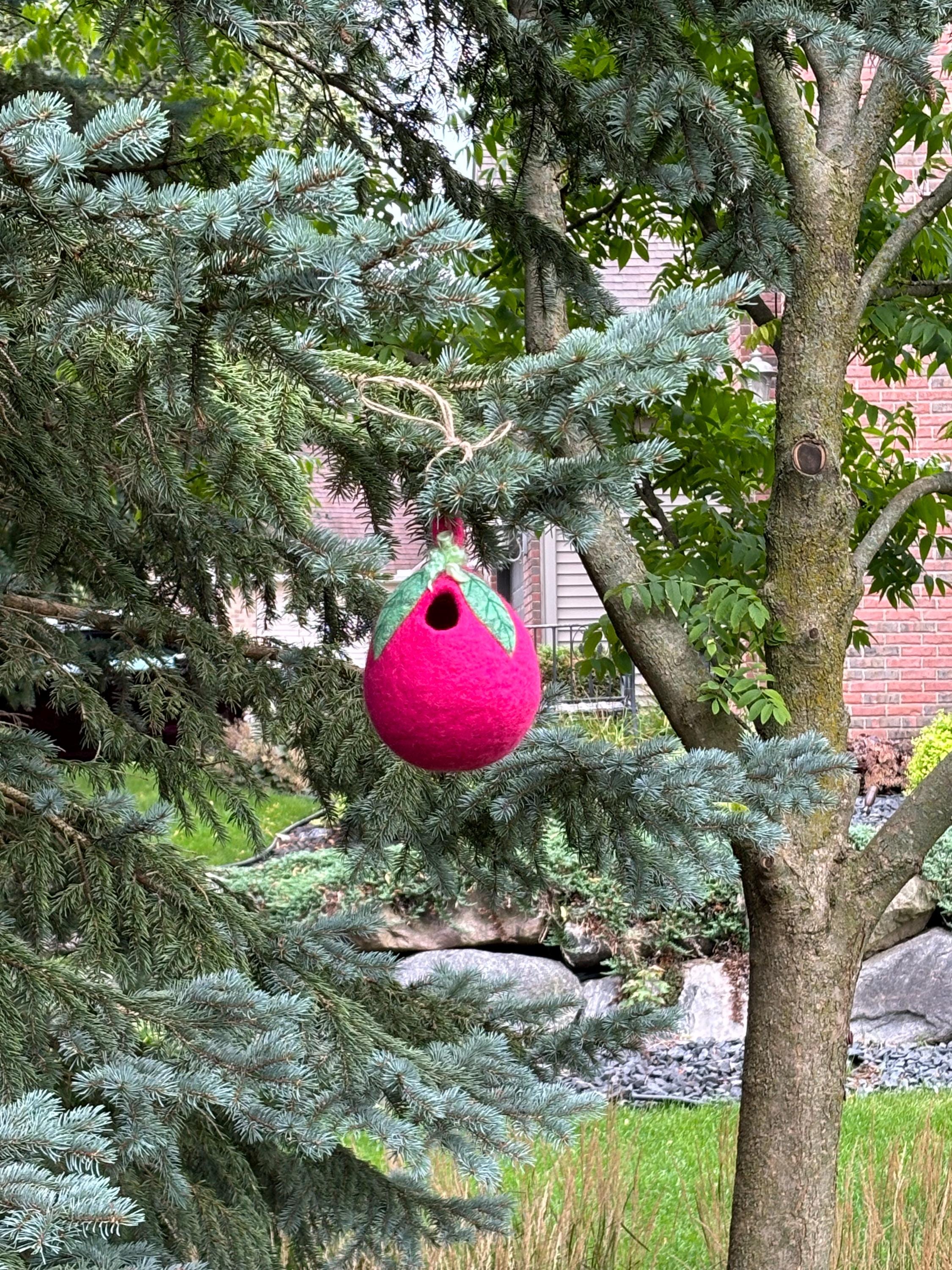 Outdoor Birdhouse, Felted Wool Bird Pod, Felted Wool Birdhouse ...