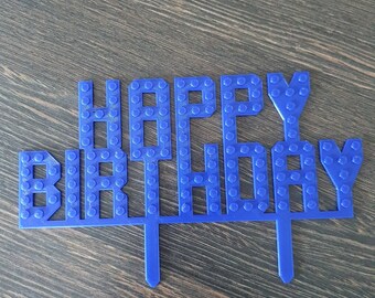 Happy Birthday Brick Inspired Cake Topper / Cake Decoration / Birthday ...