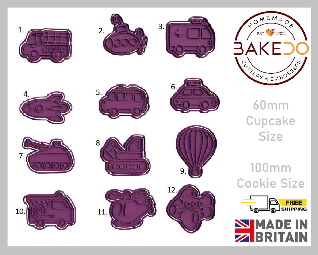 Transport Cookie Cutters, Bus, Tank, Hot Air Balloon, Car, Caravan - Etsy