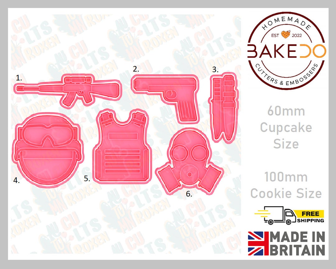 Military Cookie Cutters Army Gun Rifle Helmet Bulletproof Vest Gas Mask ...