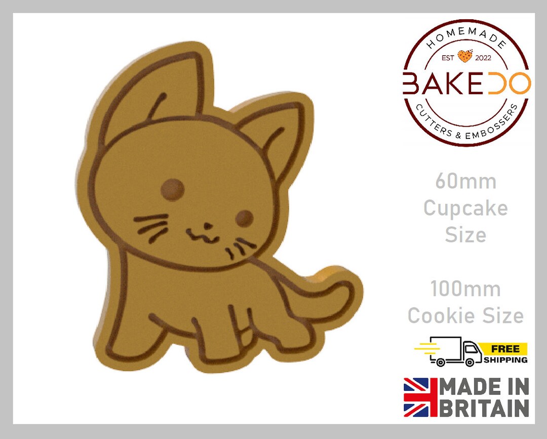 Cat Cookie Cutter | Cute Happy Cat Theme Biscuit Cutters | Bakedo - Etsy