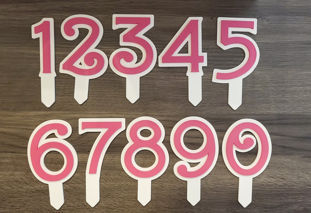 Pink Party Cake Topper | Cake Pick Number | Construction Brick Number ...