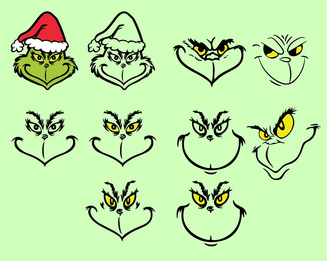 Grinch Face Png Bundle Grinch Face Png Whoville Merry - Etsy Canada