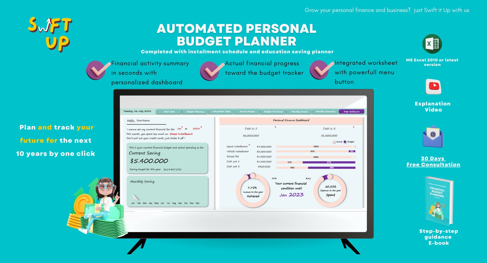 Automatic Excel Budget Template 10 Years Personal Budget - Etsy