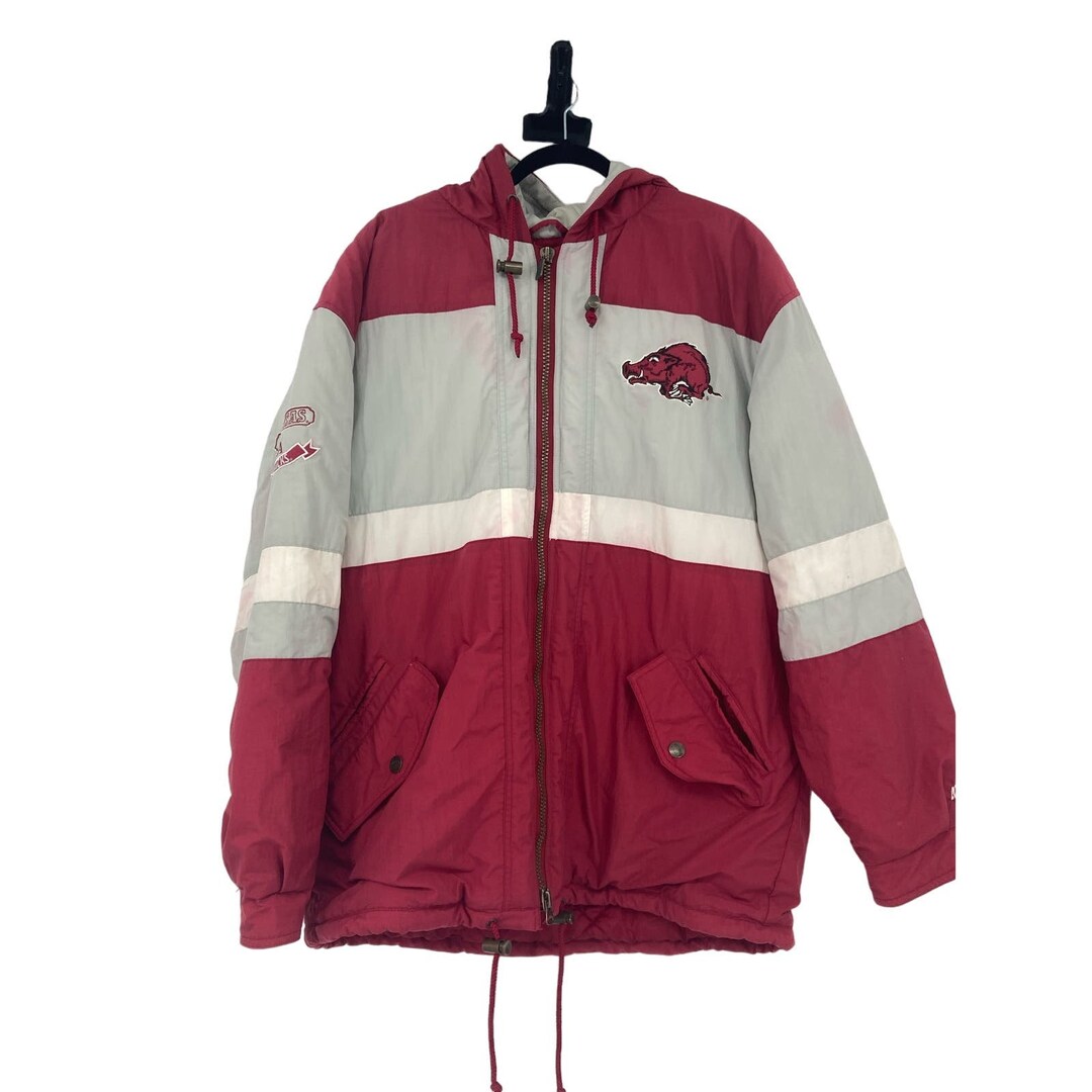 Vintage Nutmeg 90s Arkansas Razorbacks Retro Puffer Coat Hooded Big ...