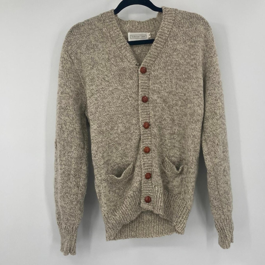 Vintage Anderson Little Grandpa Chunky Button Oatmeal Cardigan Sweater ...