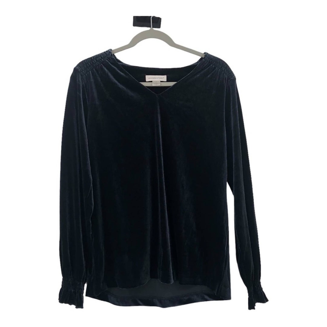 Christopher Banks Y2K Vintage Velvet Smocked V Neck Midnight Blue Top ...