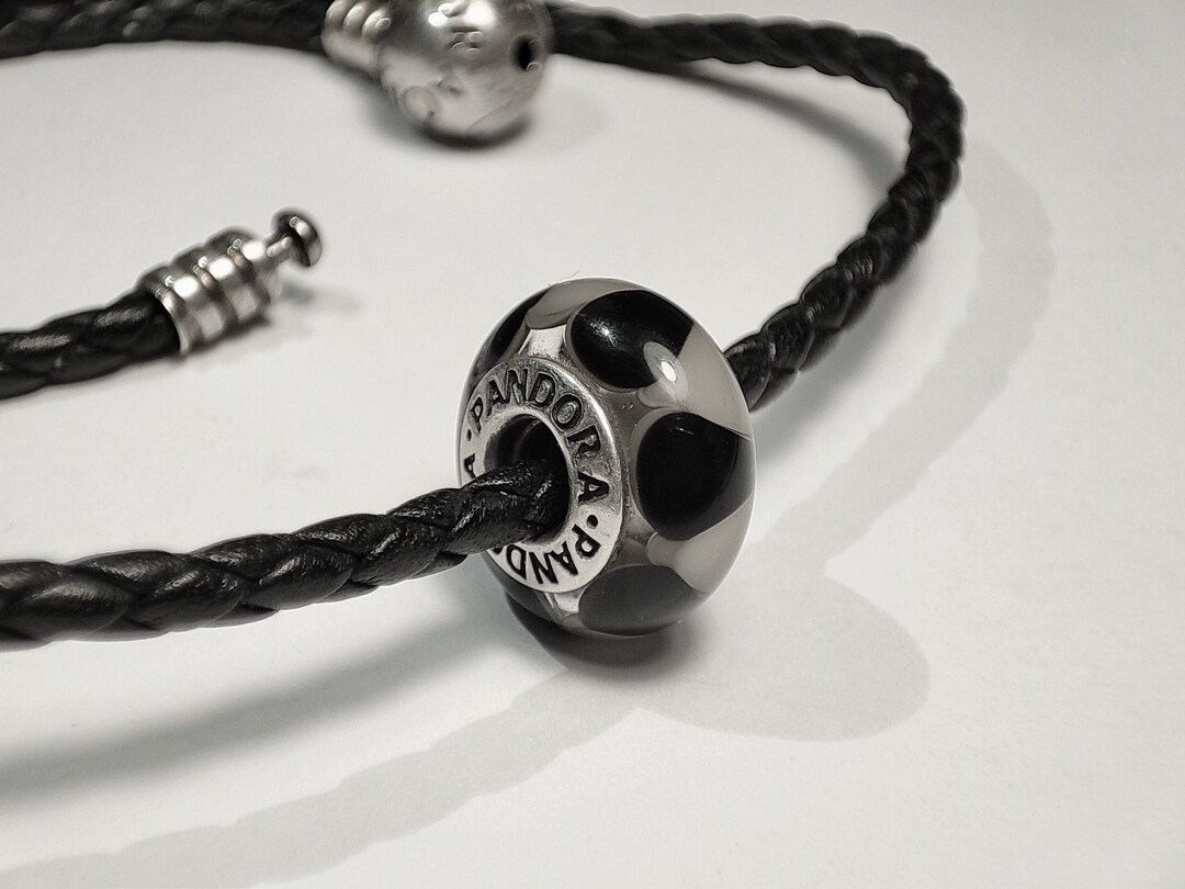 Authentic Pandora Black and White Triangles Murano Glass Sterling ...