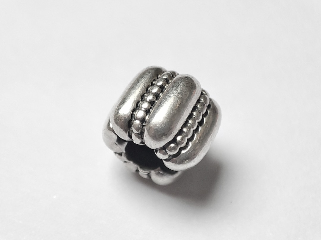 Authentic Pandora Dots & Ridges Barrel Sterling Silver Clip Charm ...