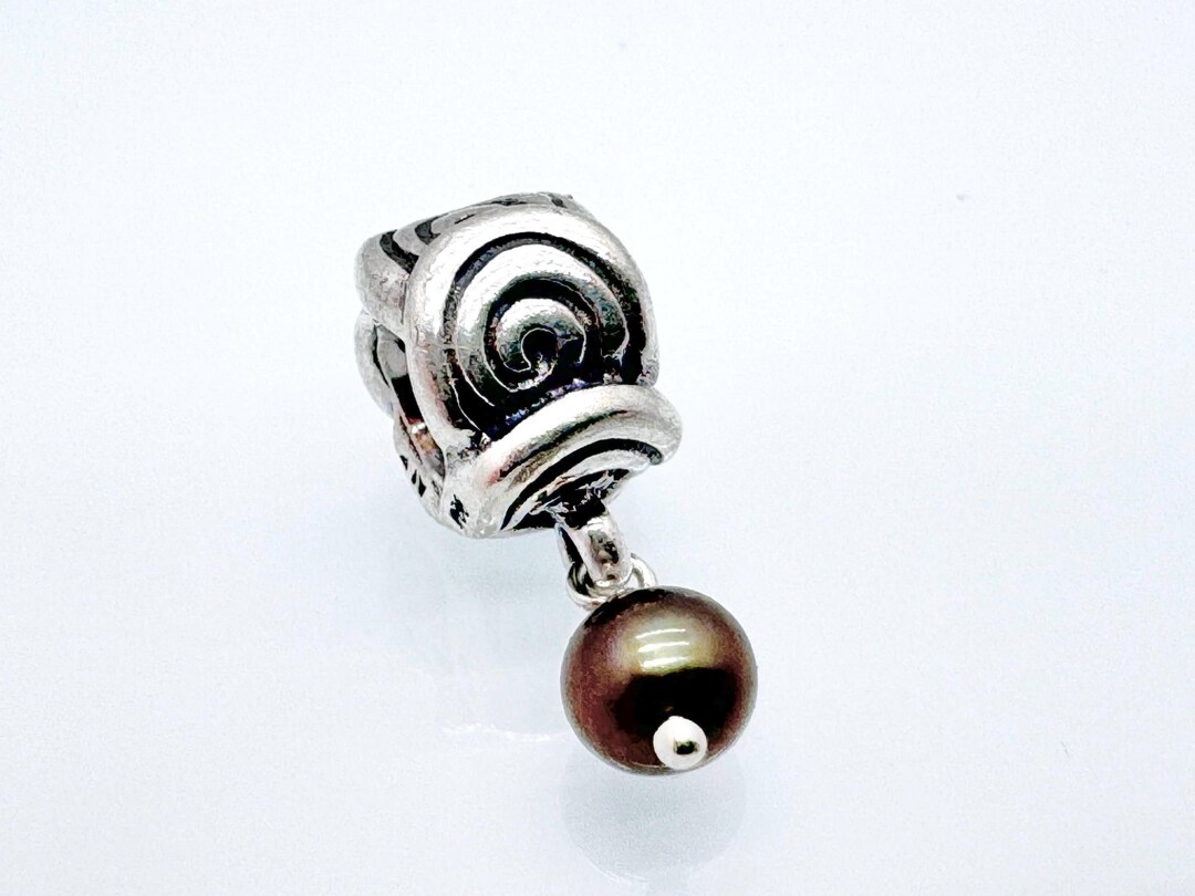 Authentic Pandora Oxy Swirl Dangle Charm With Brown Pearl 790281, 925 ...