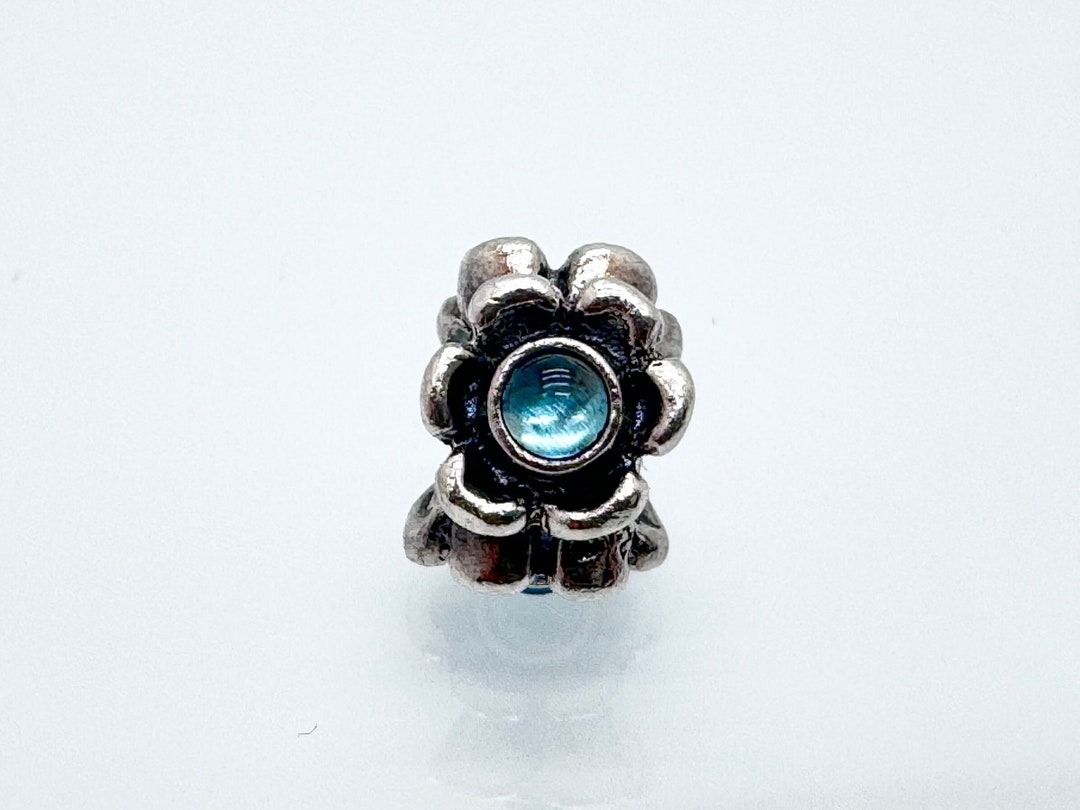 Authentic Pandora Mini Ribbon With Blue Topaz 790280BTP Charm Pre-owned ...
