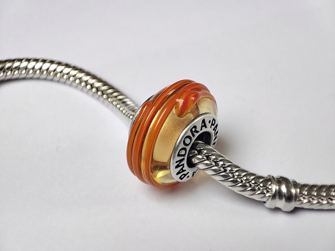 Authentic Pandora Orange Murano Glass Sterling Silver Bead - Orange ...