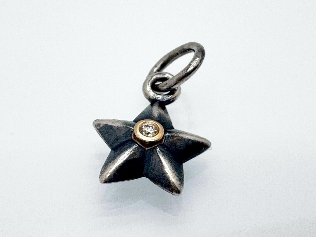 Authentic Pandora Two Tone Stella Star Dangle Charm, 14K Gold and 925 ...