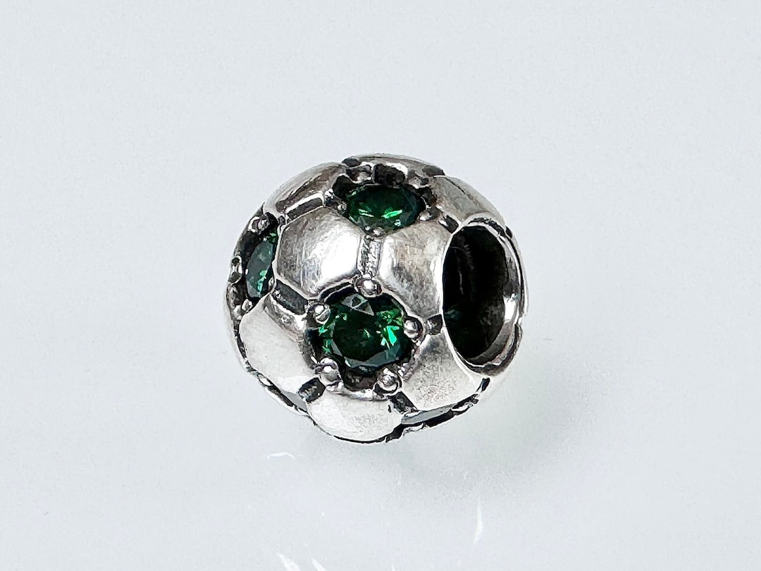 Authentic Pandora Soccer Ball With Green Cubic Zirconia 790444CZN Charm ...