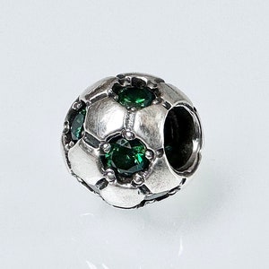 Authentic Pandora Soccer Ball With Green Cubic Zirconia 790444CZN Charm ...