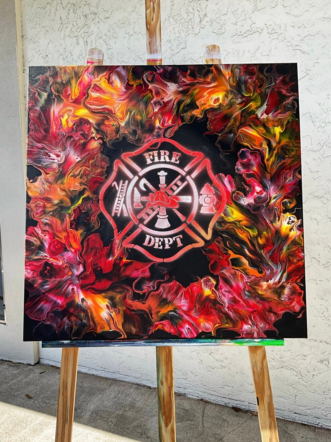 Firefighter Decor, Maltese Cross Artwork, Fire Department Decor, Luxury ...