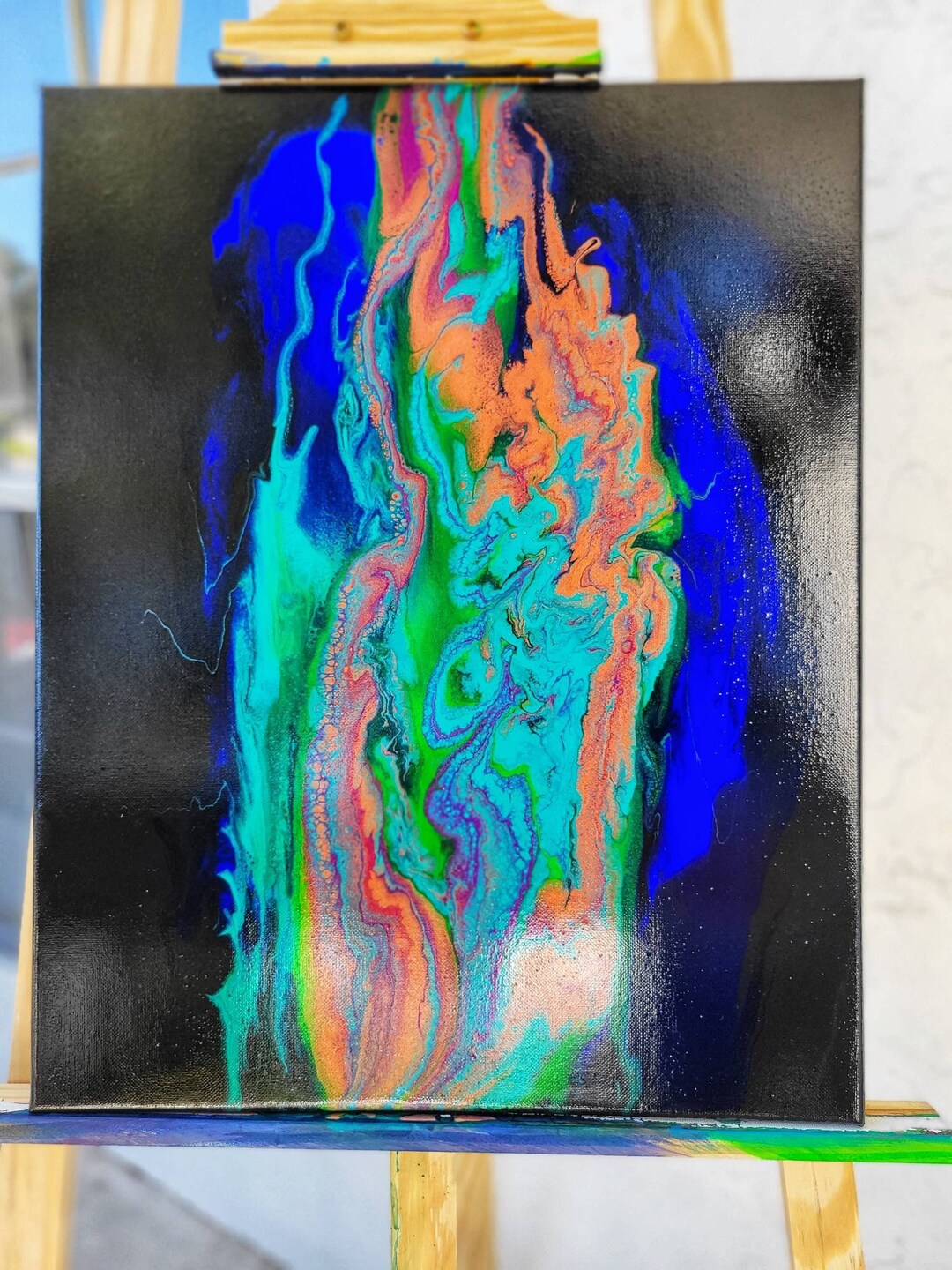 Bright Blue Flame | Fluid Art Painting by Danielle's Fluid Artistry ...