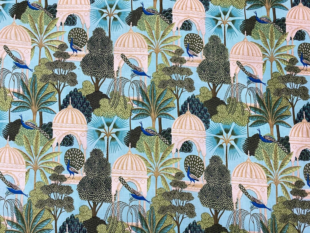 New Peacock Print Fabric, Indian Soft Cotton Fabric by the Yard ...