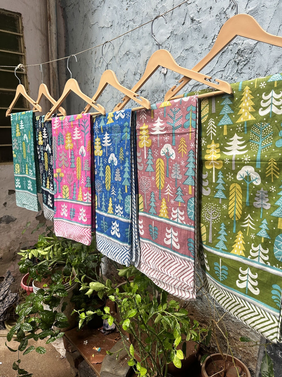 Tiny Tree Printed Sarong Cotton Beach Warp Floral Sarongs Cotton Pareo ...