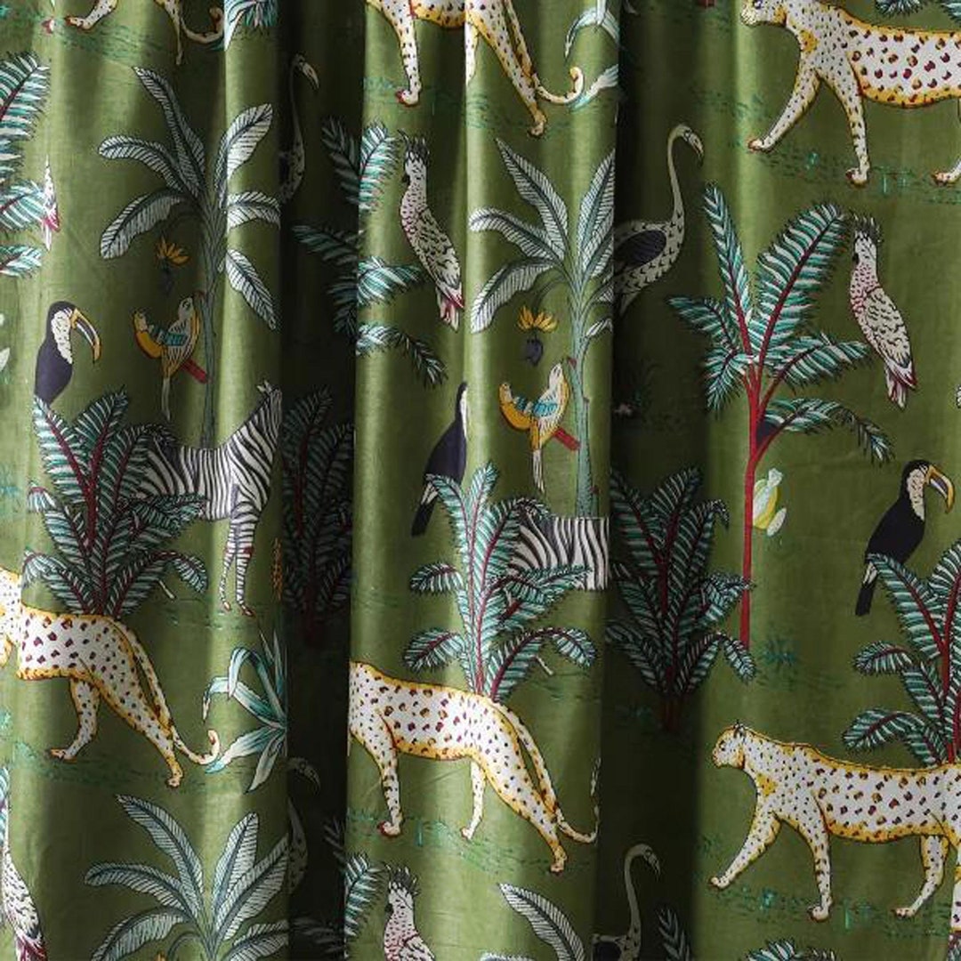 Indian Hand Block Print Jungle Print Fabric by the Yard, 100 % Animal ...