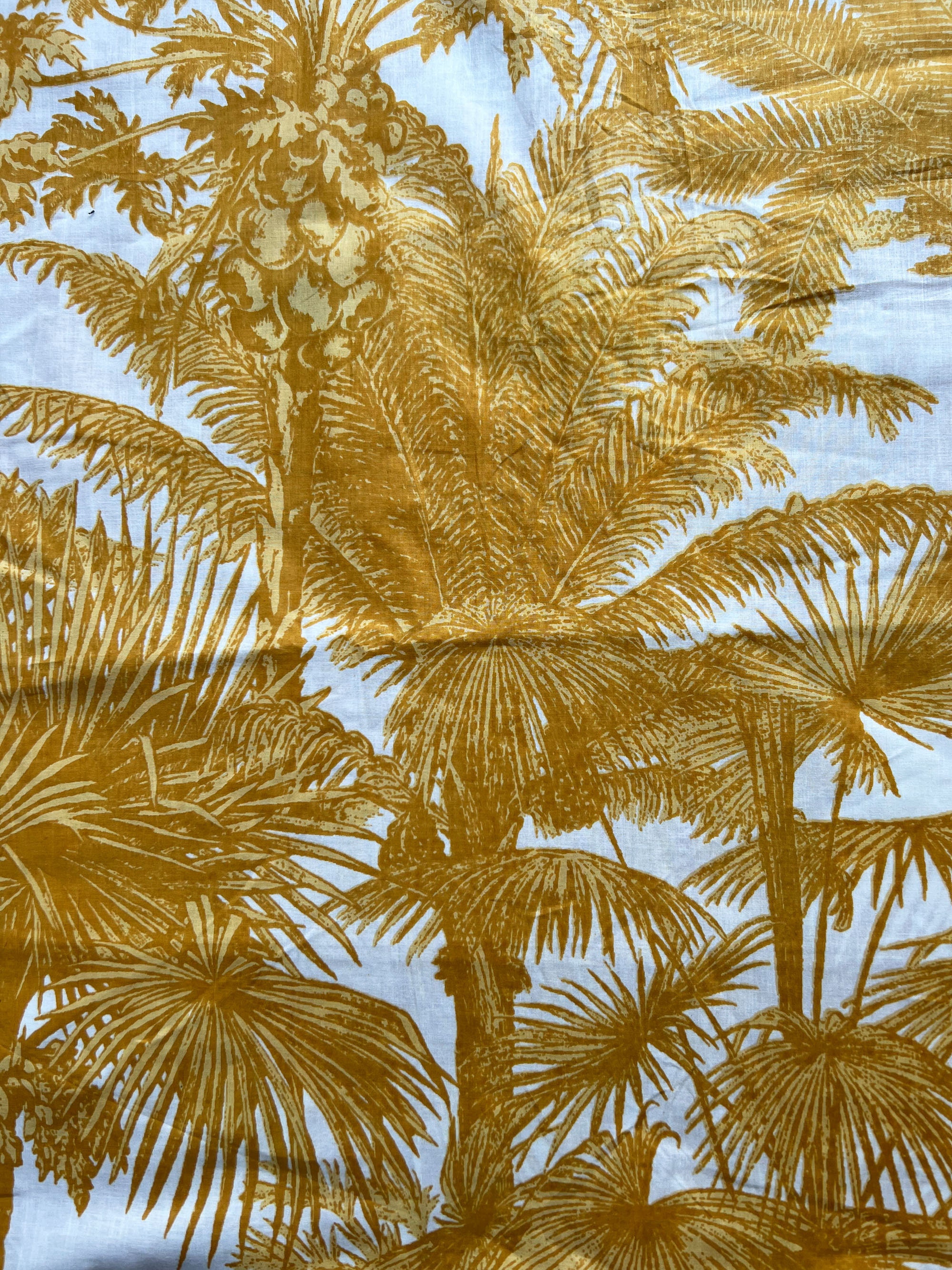 Coconuts Palm Tree Print Indian Pure Cotton Fabric, Dress Making Fabric ...