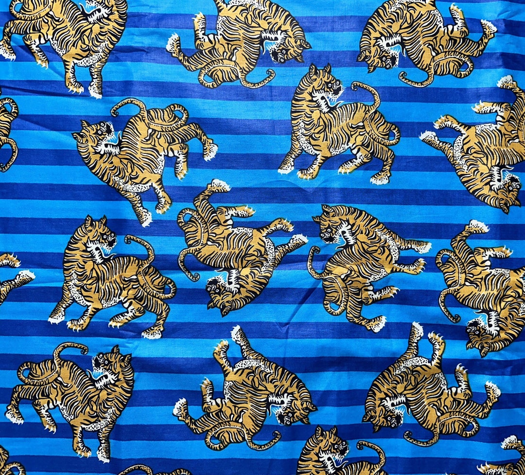Tiger Print Cotton Fabric, Indian Soft Cotton Fabric by the Yard Animal ...
