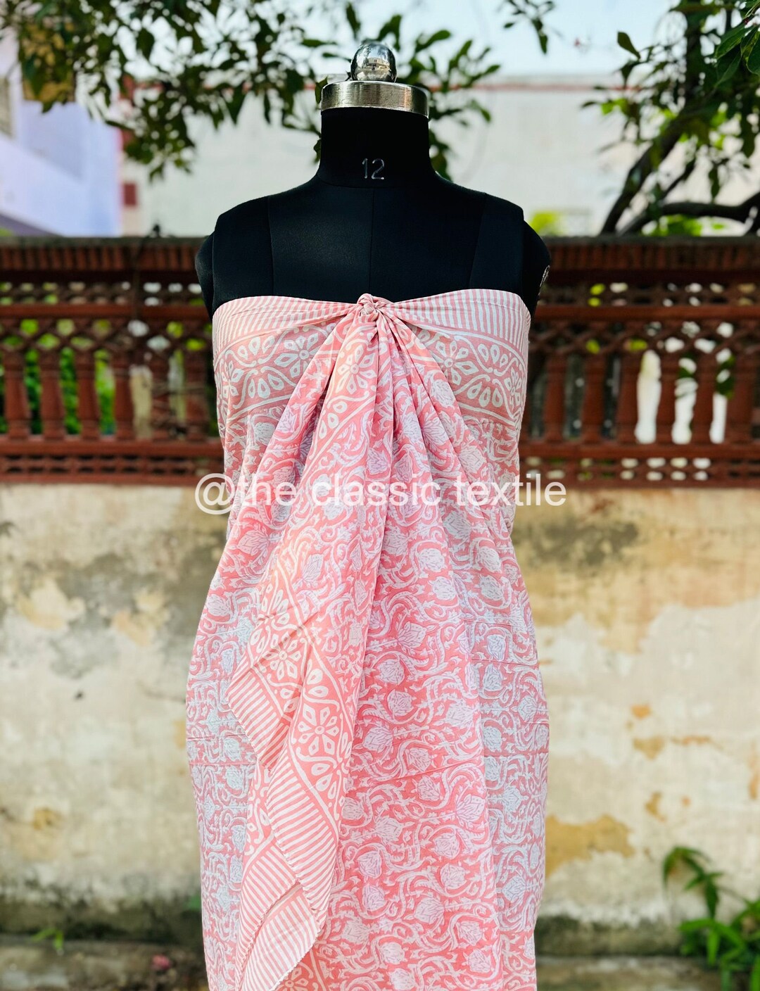 Pink Color Hand Made Cotton Sarong ,indian Hand Block Print Scarves ...