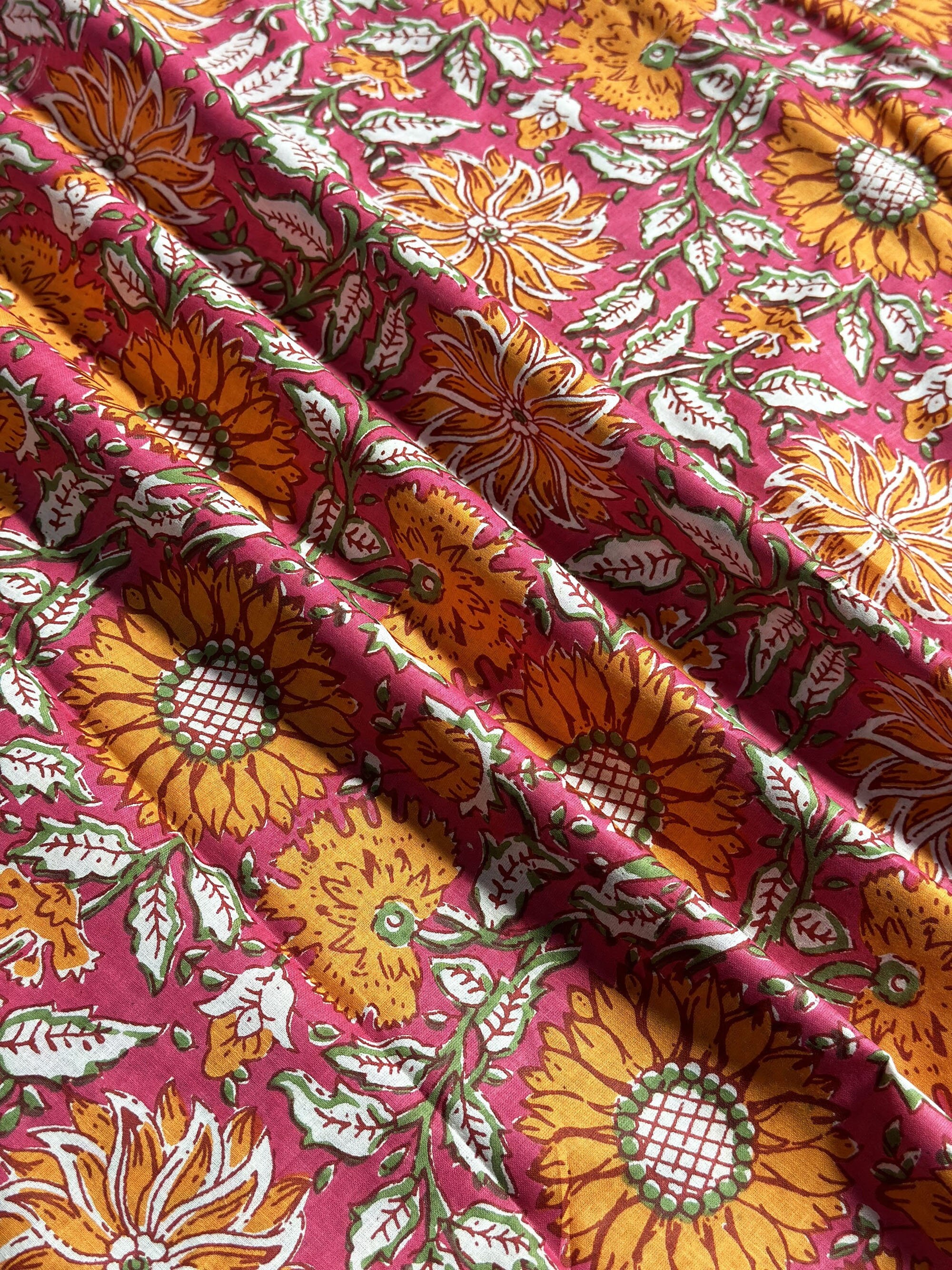 Beautiful Floral Print Fabric, Block Print Fabric, Indian Fabric ...