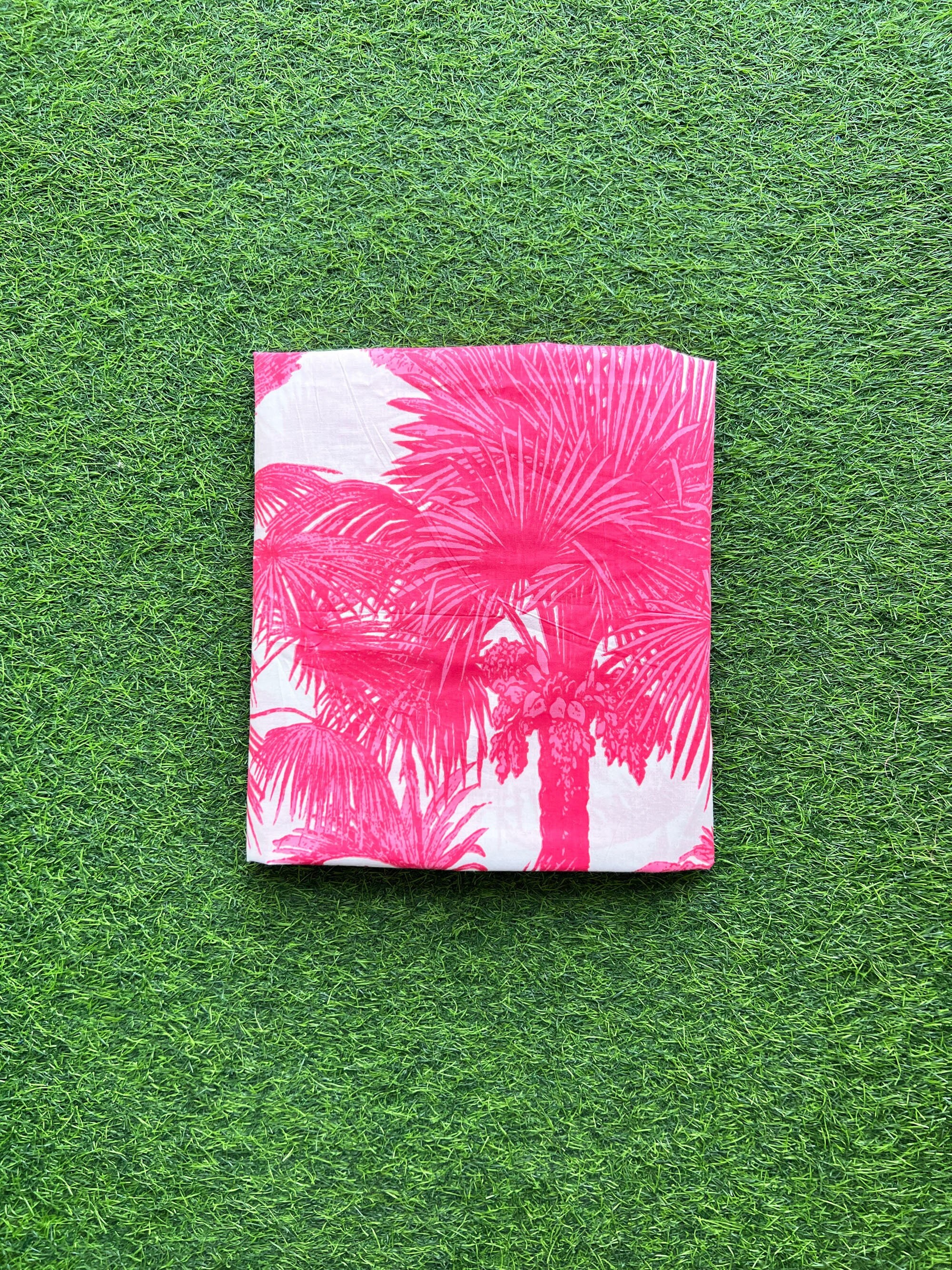 Coconuts Palm Tree Print Indian Pure Cotton Fabric, Dress Making Fabric ...