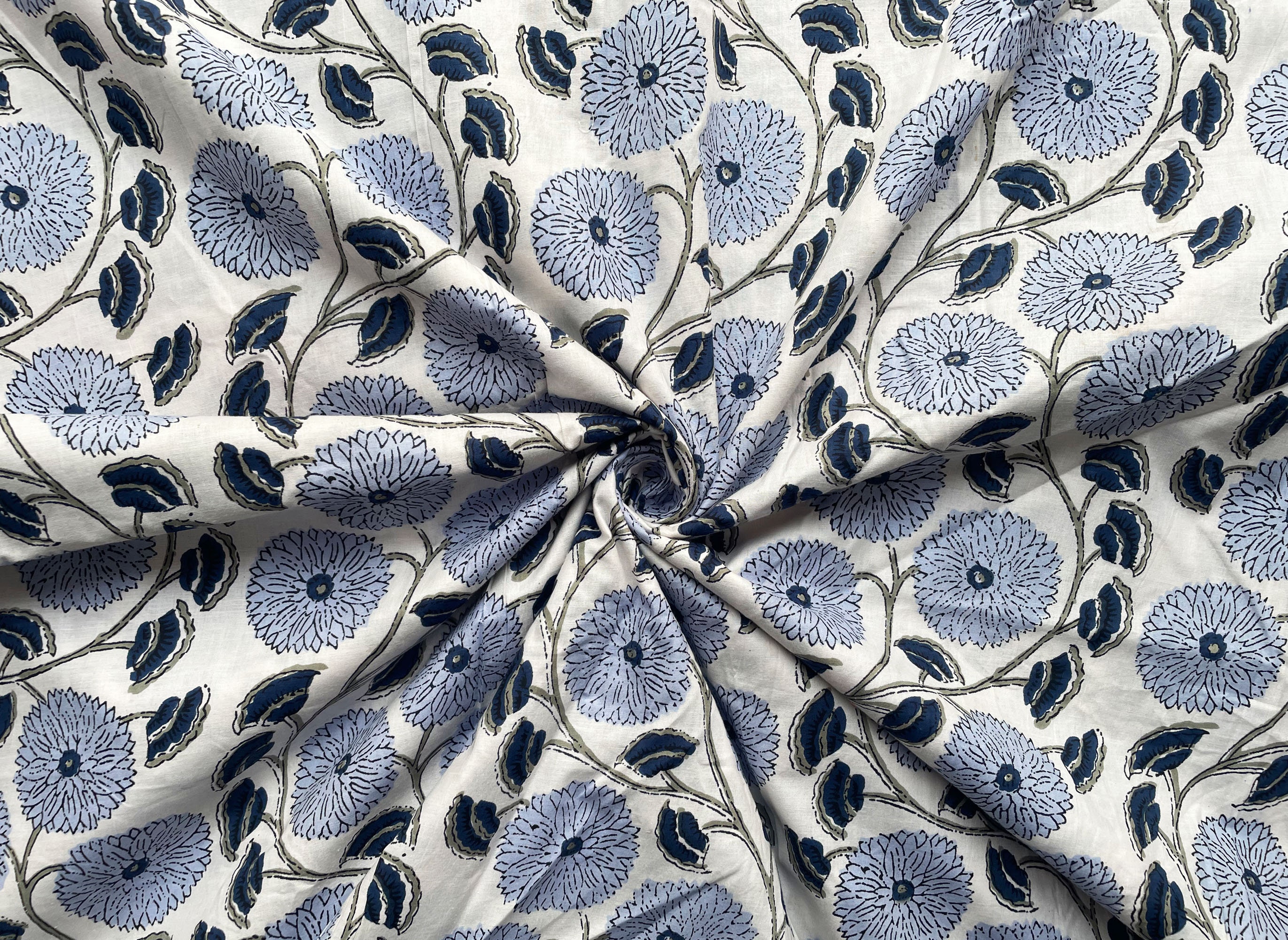 Floral Printed Cotton Fabric, Hand Block Print Clothing Fabric, Kids ...